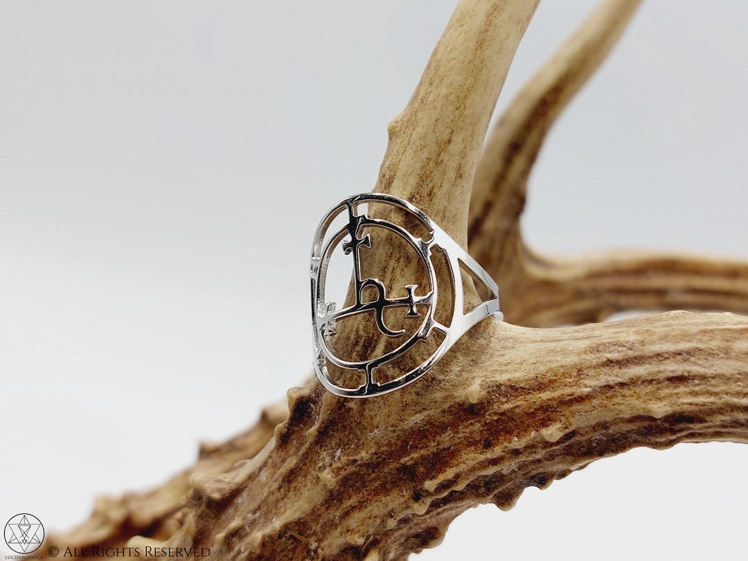 Sigil of Lilith Stainless Steel Ring - Queen of the Night Demonolatry ...