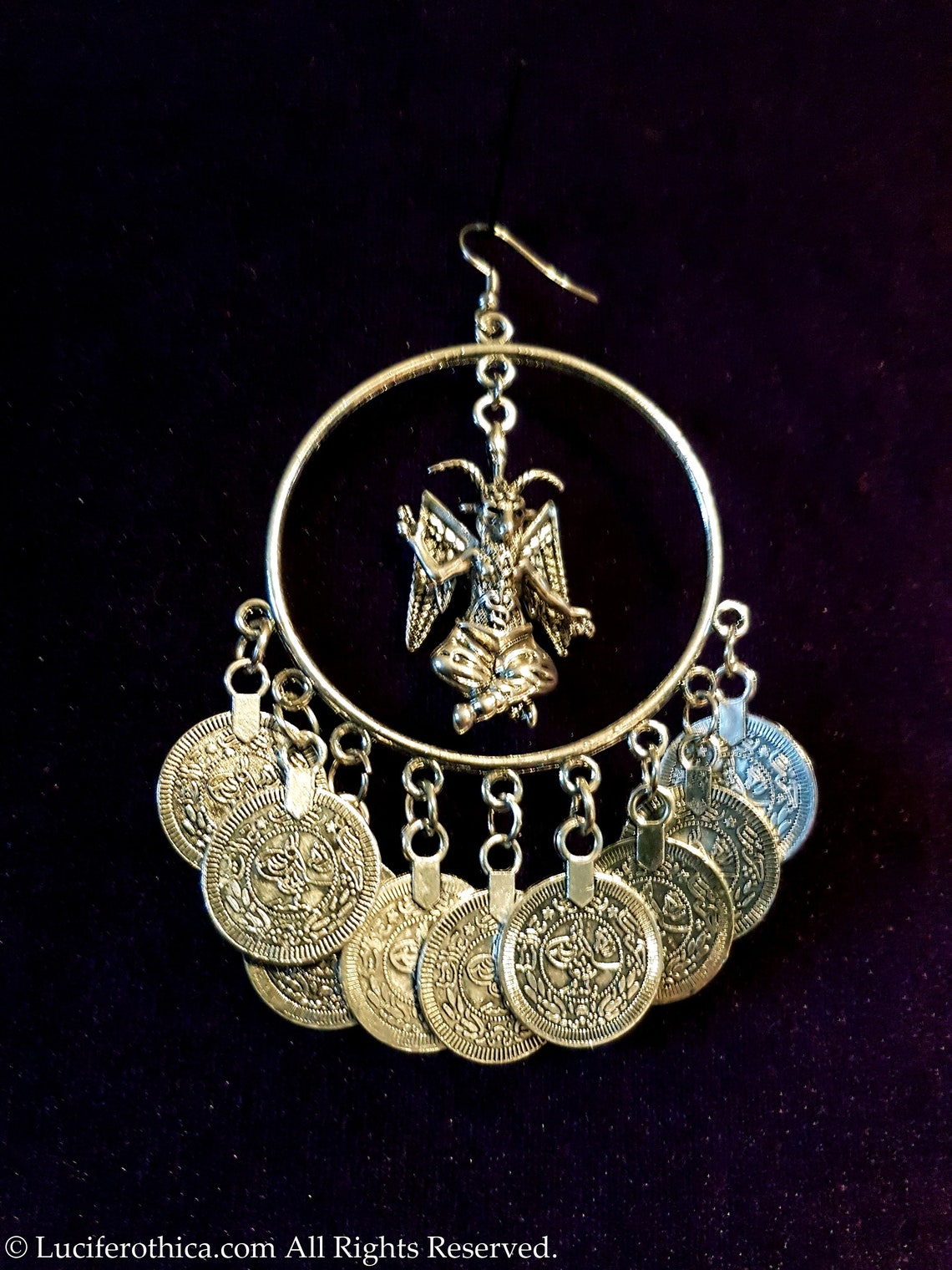 Baphomet Coin Earrings - Occult Left Hand Path Seal of Baphomet ...