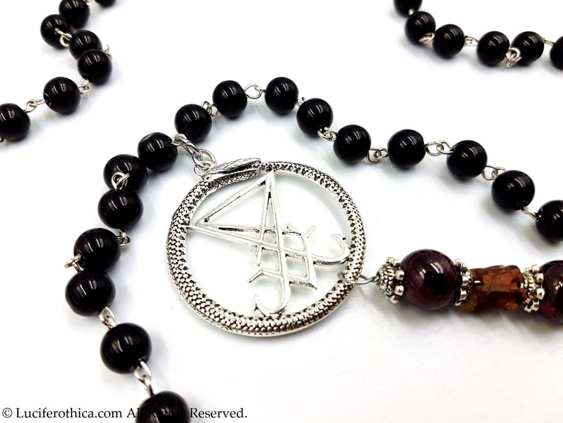 Lilith Snake Bone Rosary With Luciferian Ouroboros - Occult Rosary Left ...
