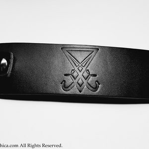 Black Leather Sigil of Lucifer Bracelet 2 Styles Occult Luciferian ...