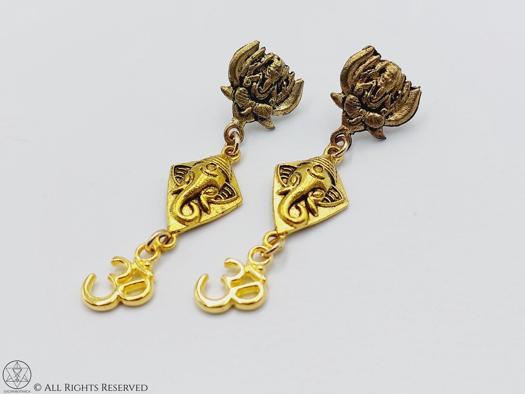 Ganesha Earstuds ॐ - Vedic Pantheon Ganesha Bell Wealth Health Fortune ...