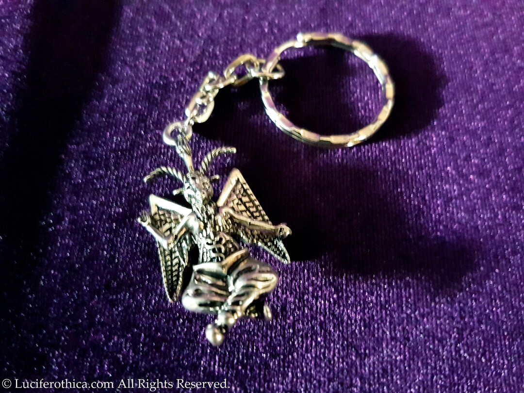 Baphomet Keychain - Occult Left Hand Path Seal of Baphomet Satanic Goat ...