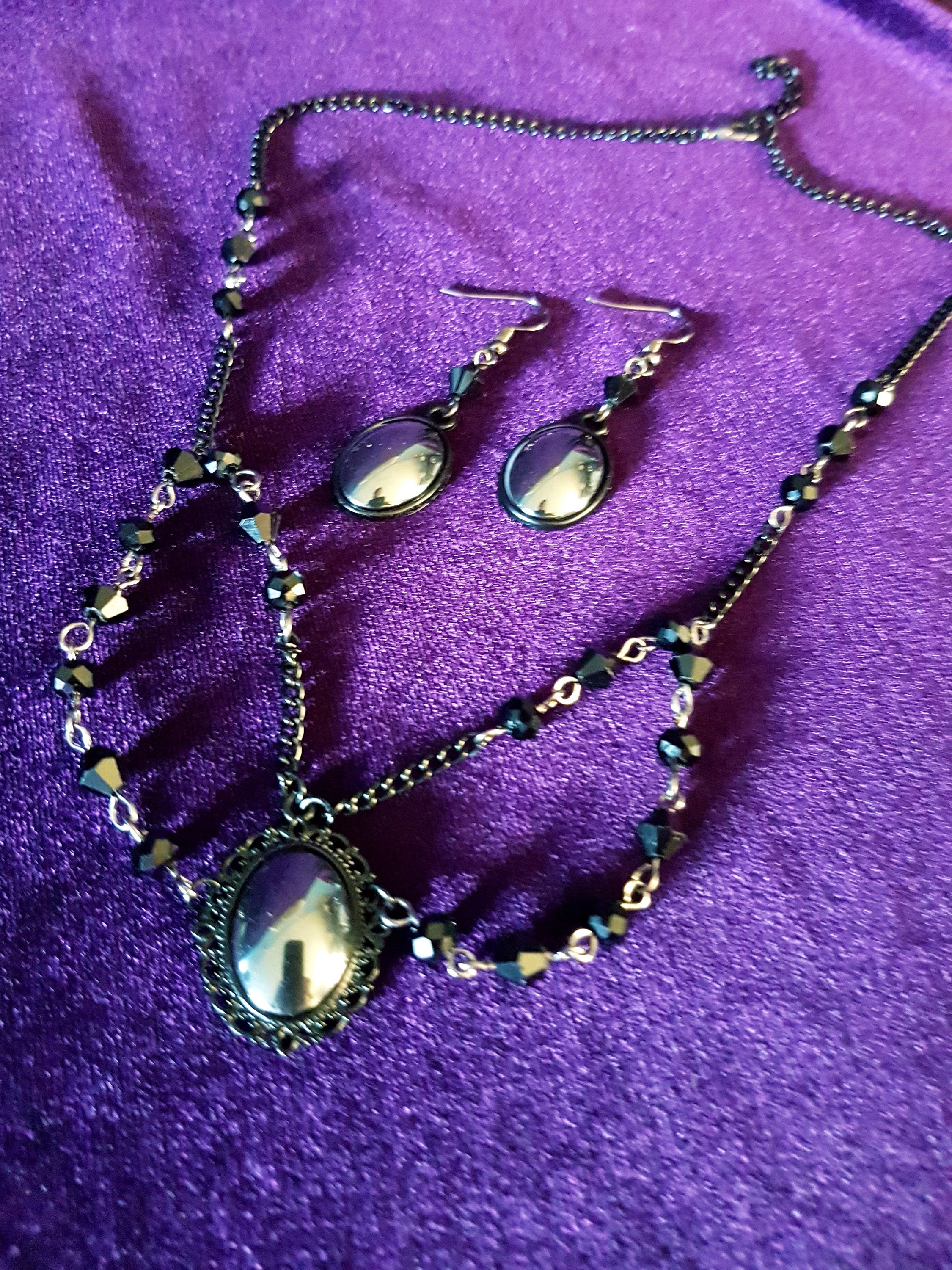 Gothic Hematite Jewellery Set