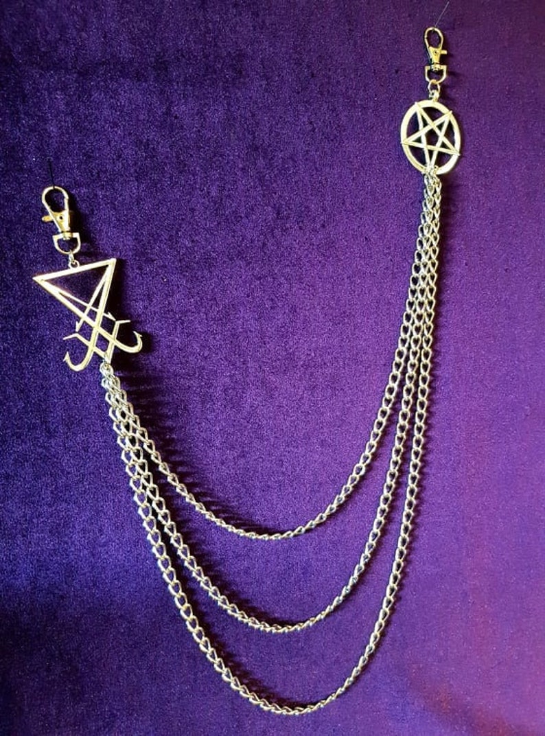 Pentagram Triple Wallet Chain Pentacle Occult Goth Gothic - Etsy