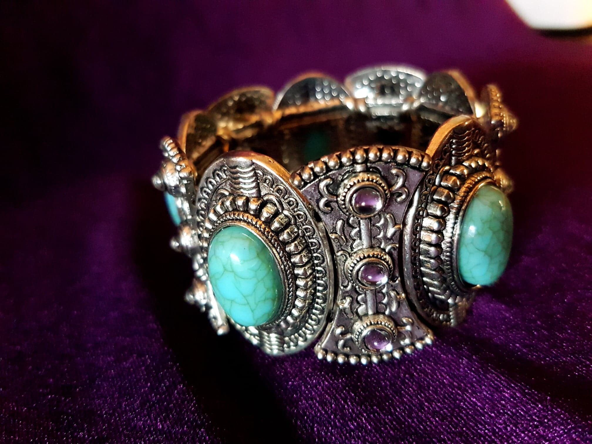 Turquoise Gemstone Bracelet - gothic jewellery boho jewellery