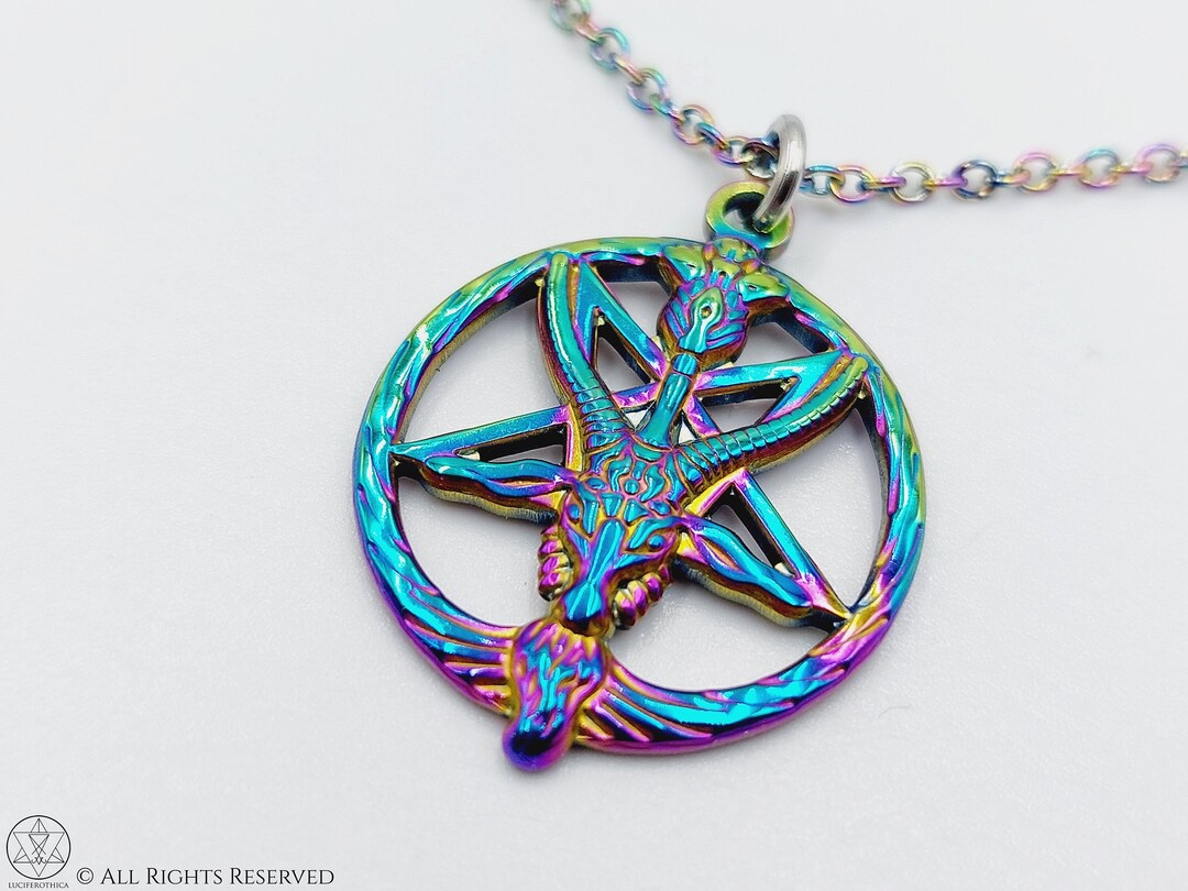 Baphomet Pendant multi-colour Occult Left Hand Path Seal of Sigil of ...