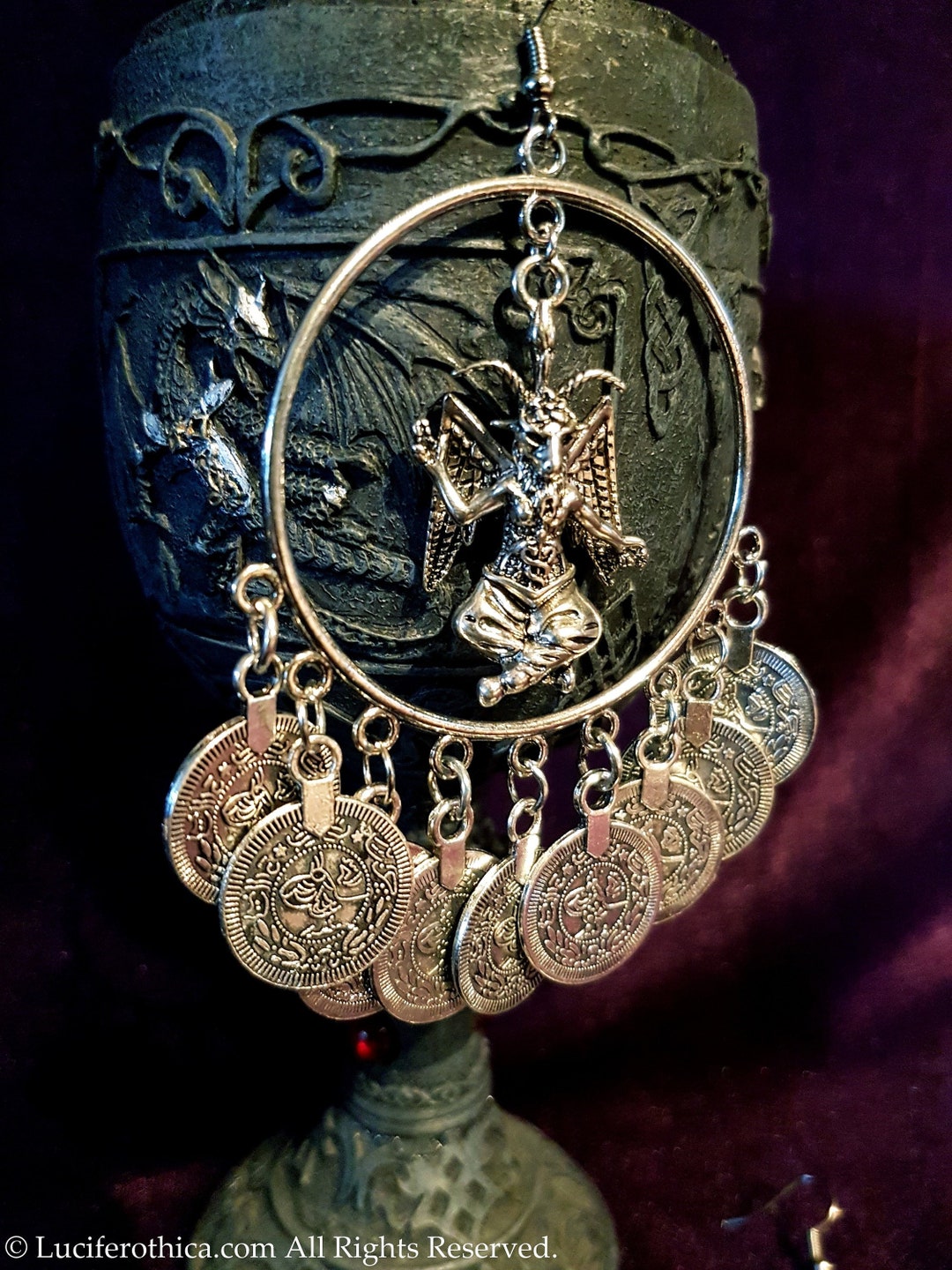 Baphomet Coin Earrings - Occult Left Hand Path Seal of Baphomet ...
