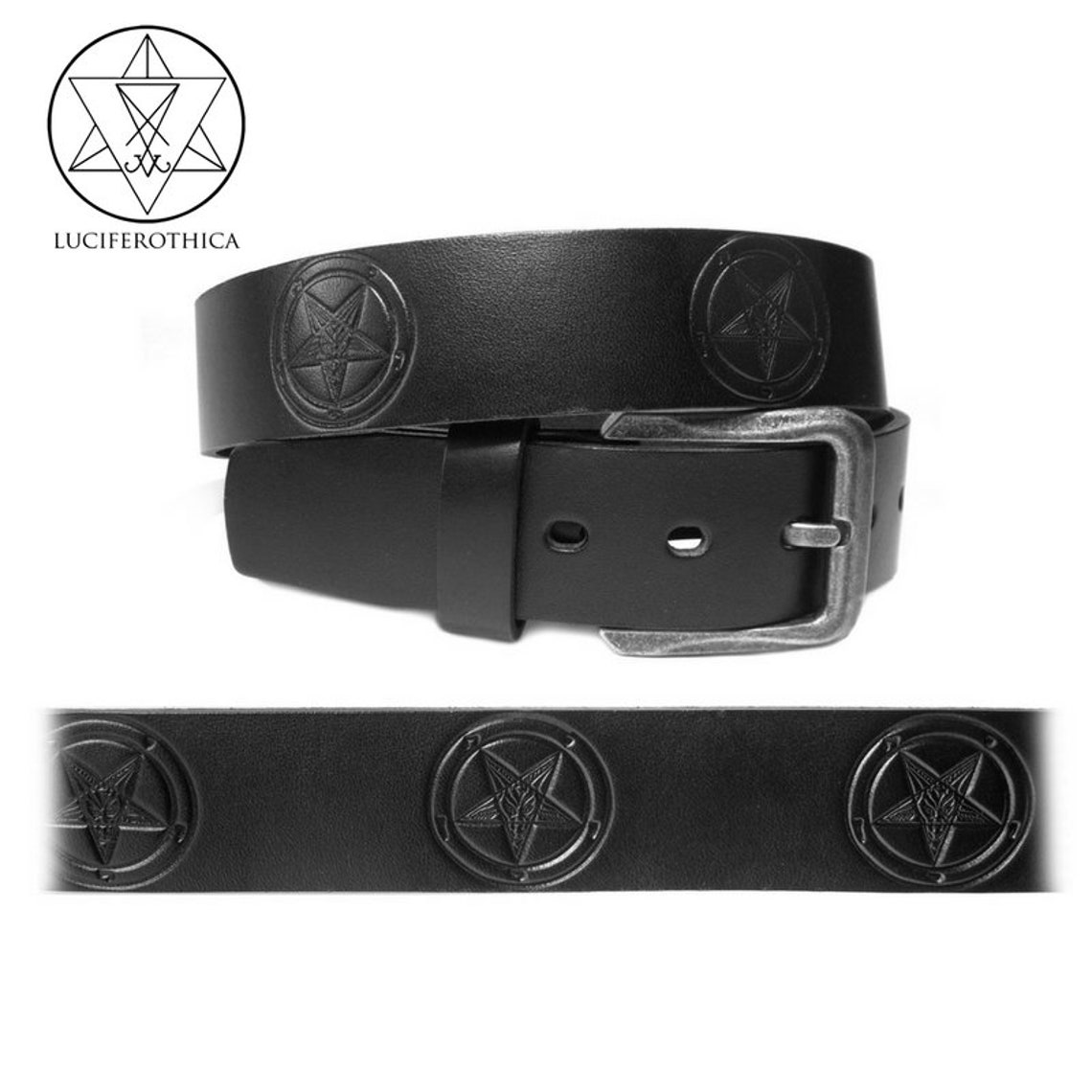 Sigil of Baphomet Belt (black or Red) - Leather Occult Goth Gothic ...