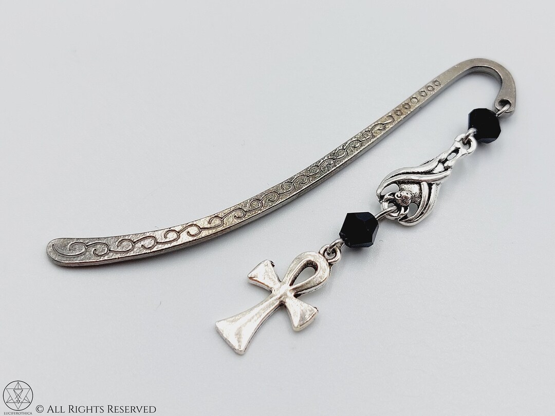 Sleeping Bat Ankh Bookmarker - Vampire Reading Tool Crescent Moon ...