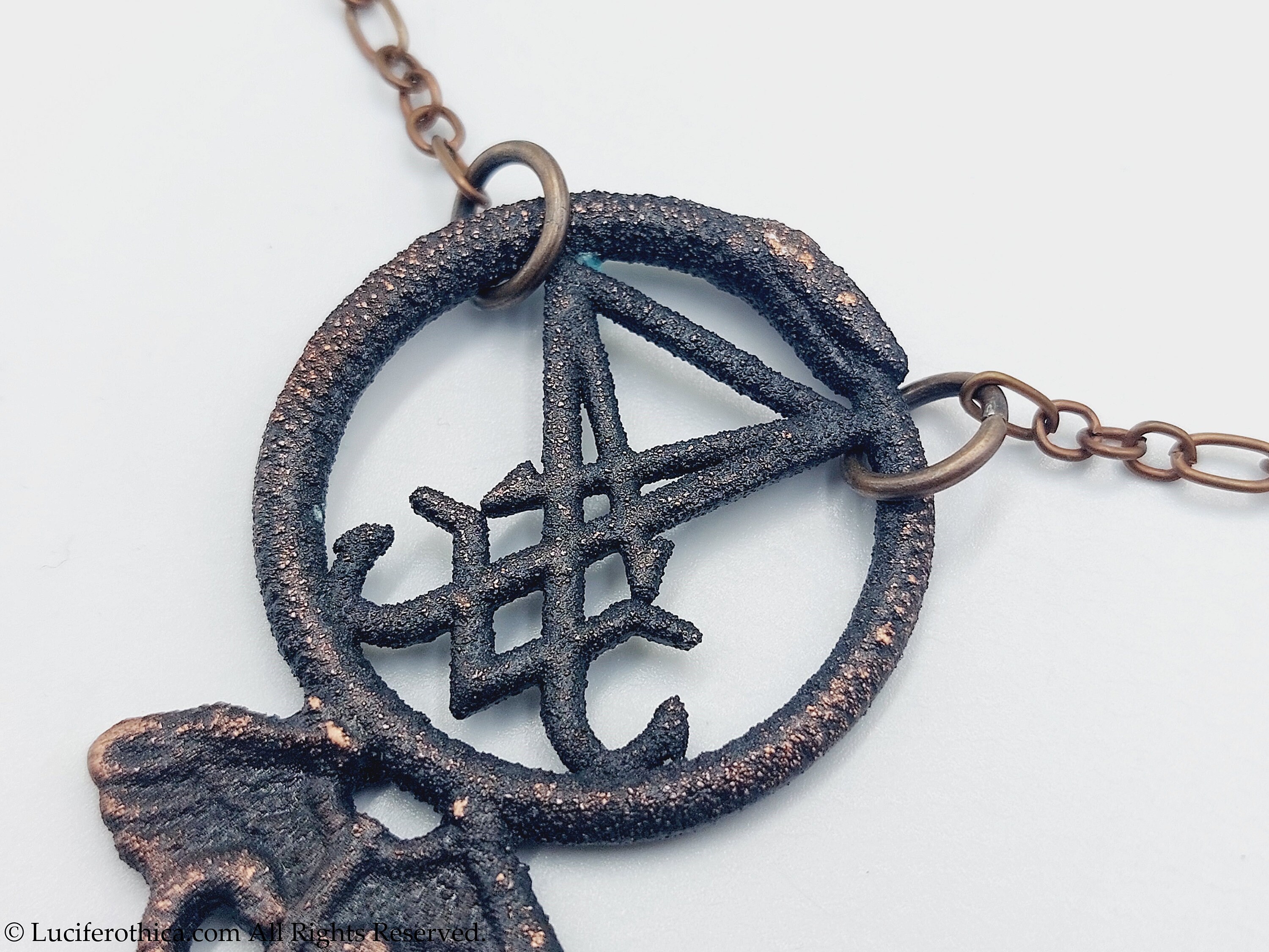 Caduceus Sigil of Lucifer Ouroboros Pendant (Electroformed Copper)