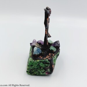 Pazuzu Altar Statue With Apatite, Fluorite, Amethyst & Ruby Crystal ...