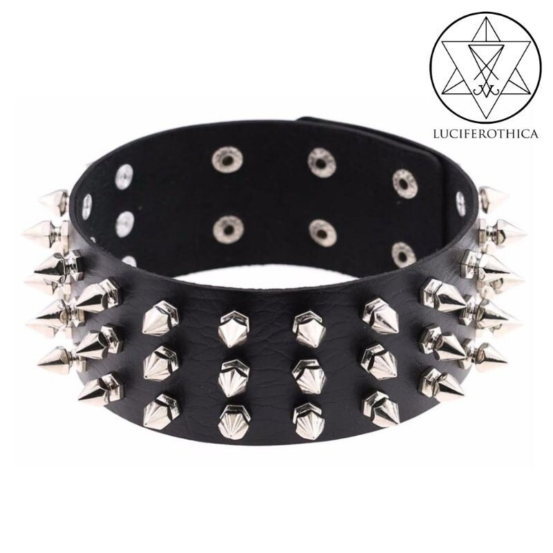 Hexagonal Spike Stud Choker | Collar