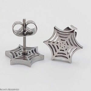 Mini Cobweb Earstuds (stainless Steel - Pair) - Silver Tone Spider ...