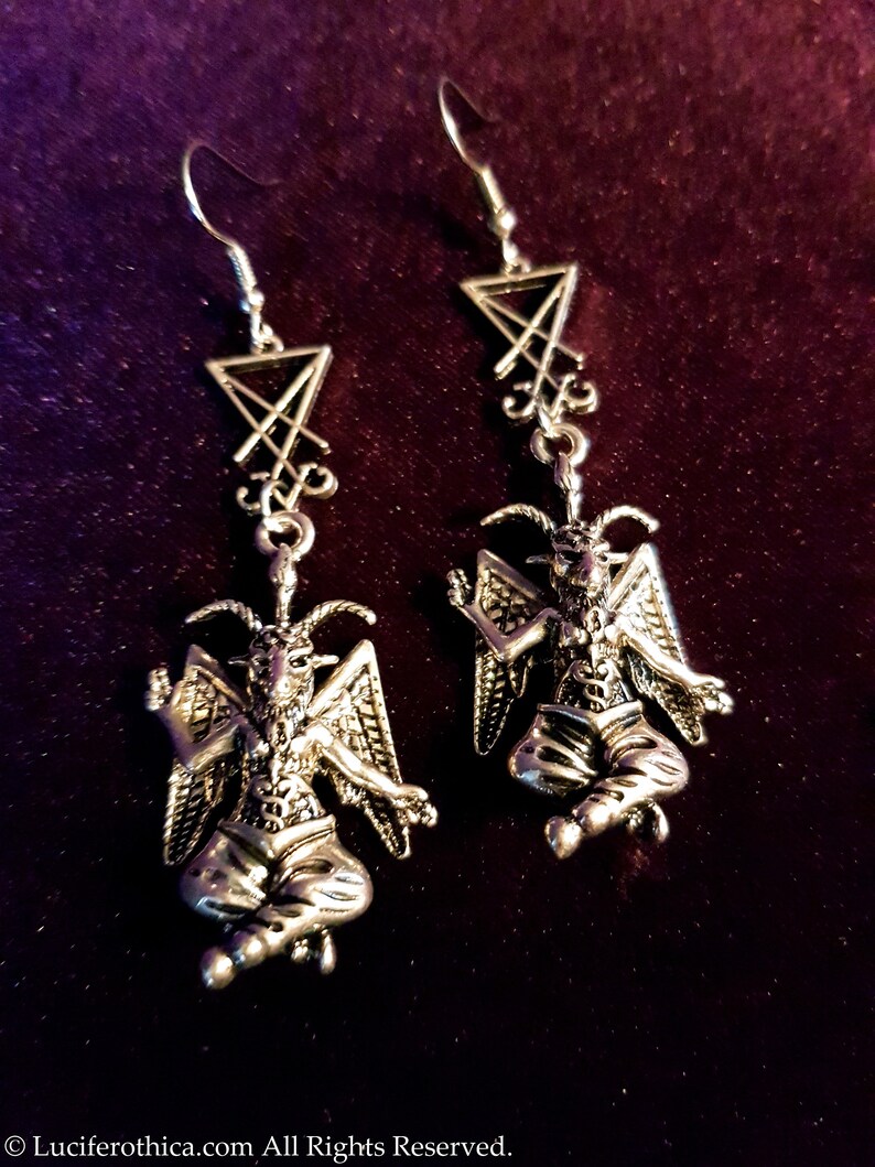 Baphomet Sigil of Lucifer Earrings Occult Left Hand Path - Etsy