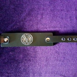 Leather Sigil of Lucifer Satanic Bracelet - Satanic Luciferian Occult ...