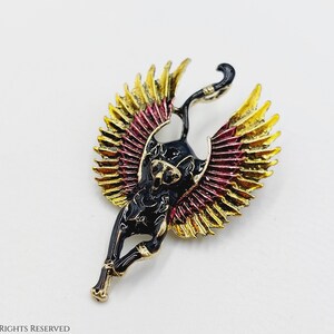 Bastet Cat Pin - Egyptian Bastet Cat Ankh Goddess Sphynx Brooch Winged ...