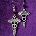 Caduceus Earrings 2 Styles Staff of Caduceus Wing Serpents Goth Gothic ...