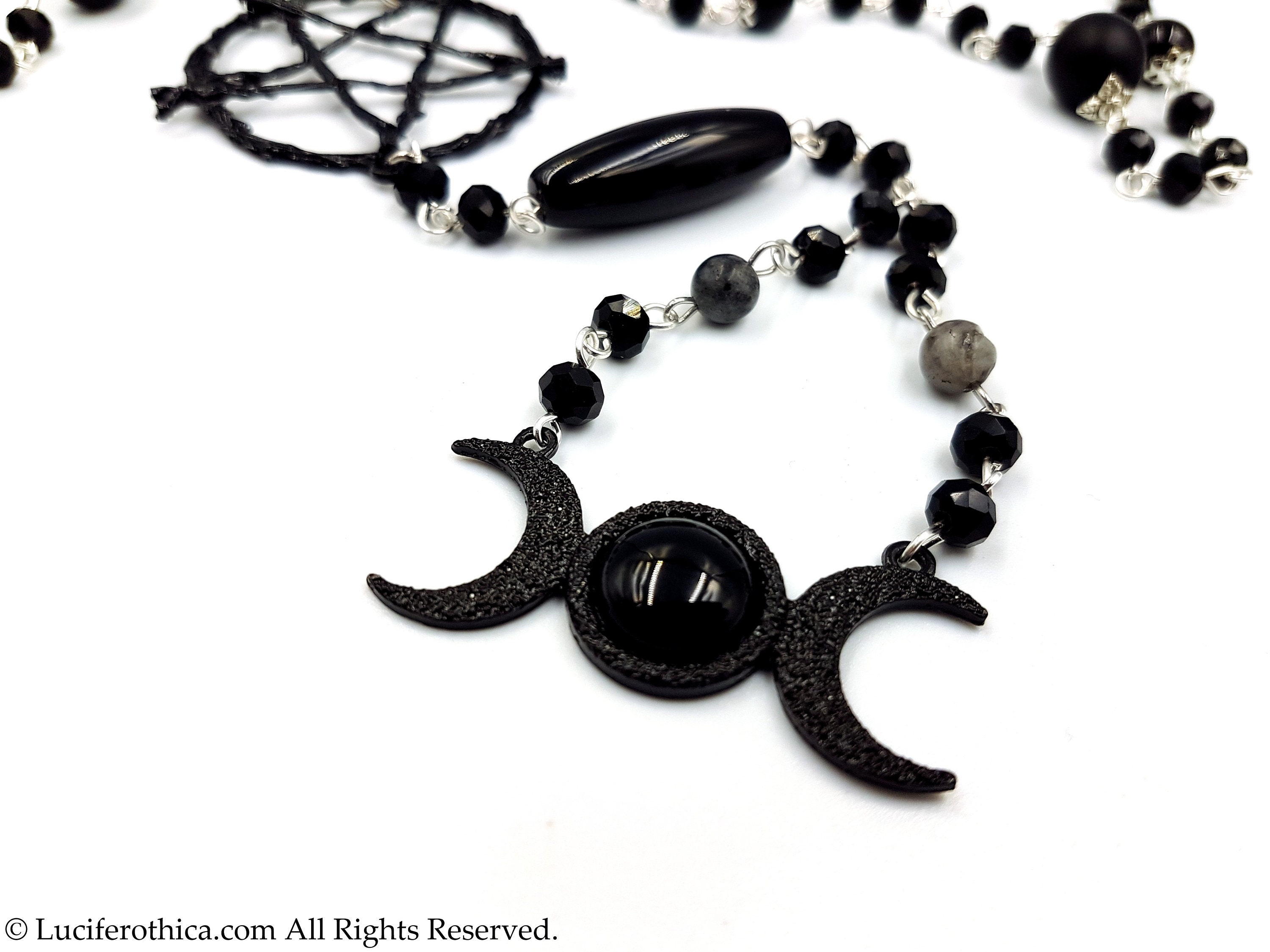 Salem Witch Rosary (Black Agate & Labradorite)