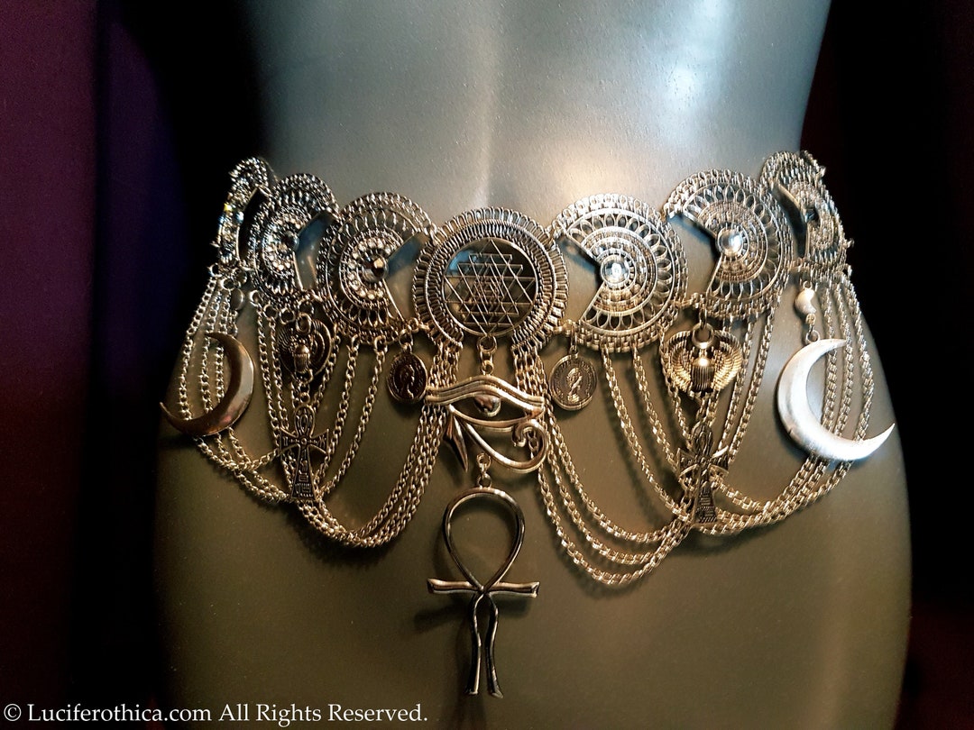 Egyptian Lemurian Ankh Hip Chain Belt - Egyptian Belt Occult Goth ...