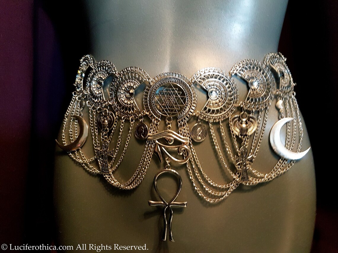 Egyptian Lemurian Ankh Hip Chain Belt Egyptian Belt Occult - Etsy