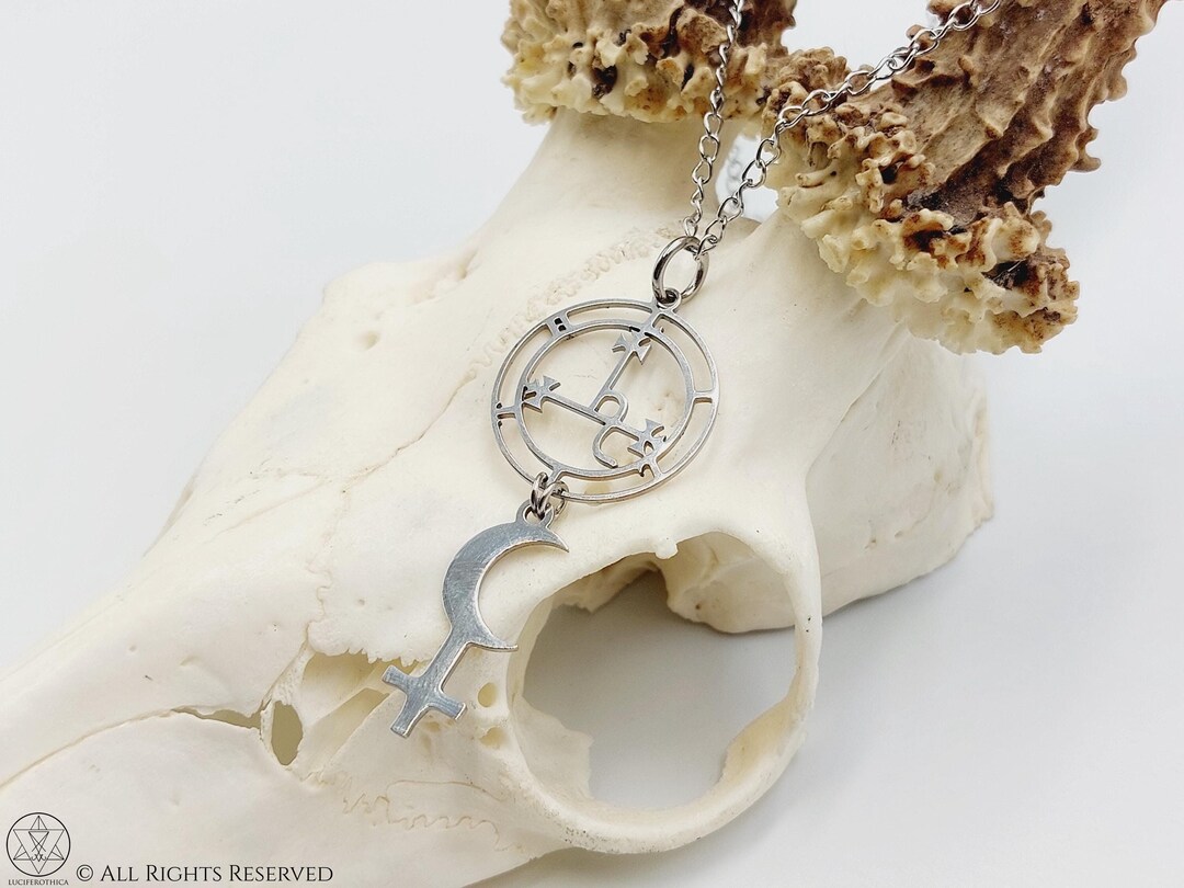 Sigil of Lilith Black Moon Stainless Steel Pendant - Demonolatry ...