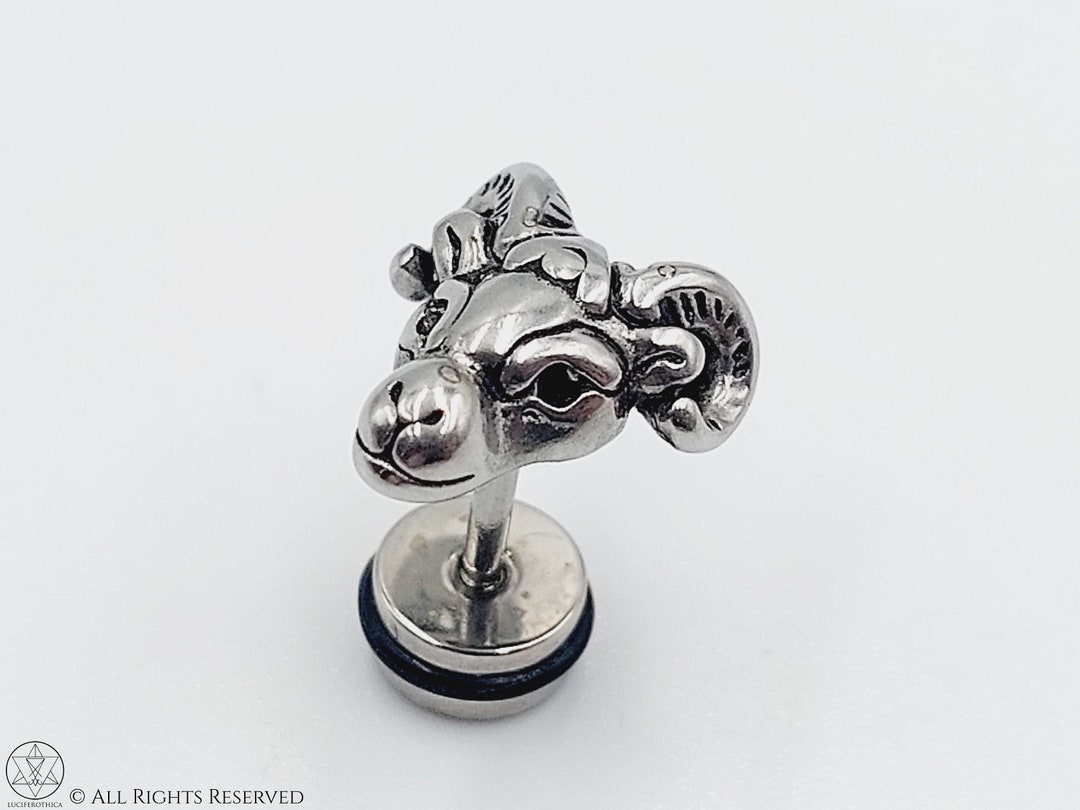 Baphomet Earstud (RAM Edition) - Horned Ram Goat of Mendes Sigil Seal ...