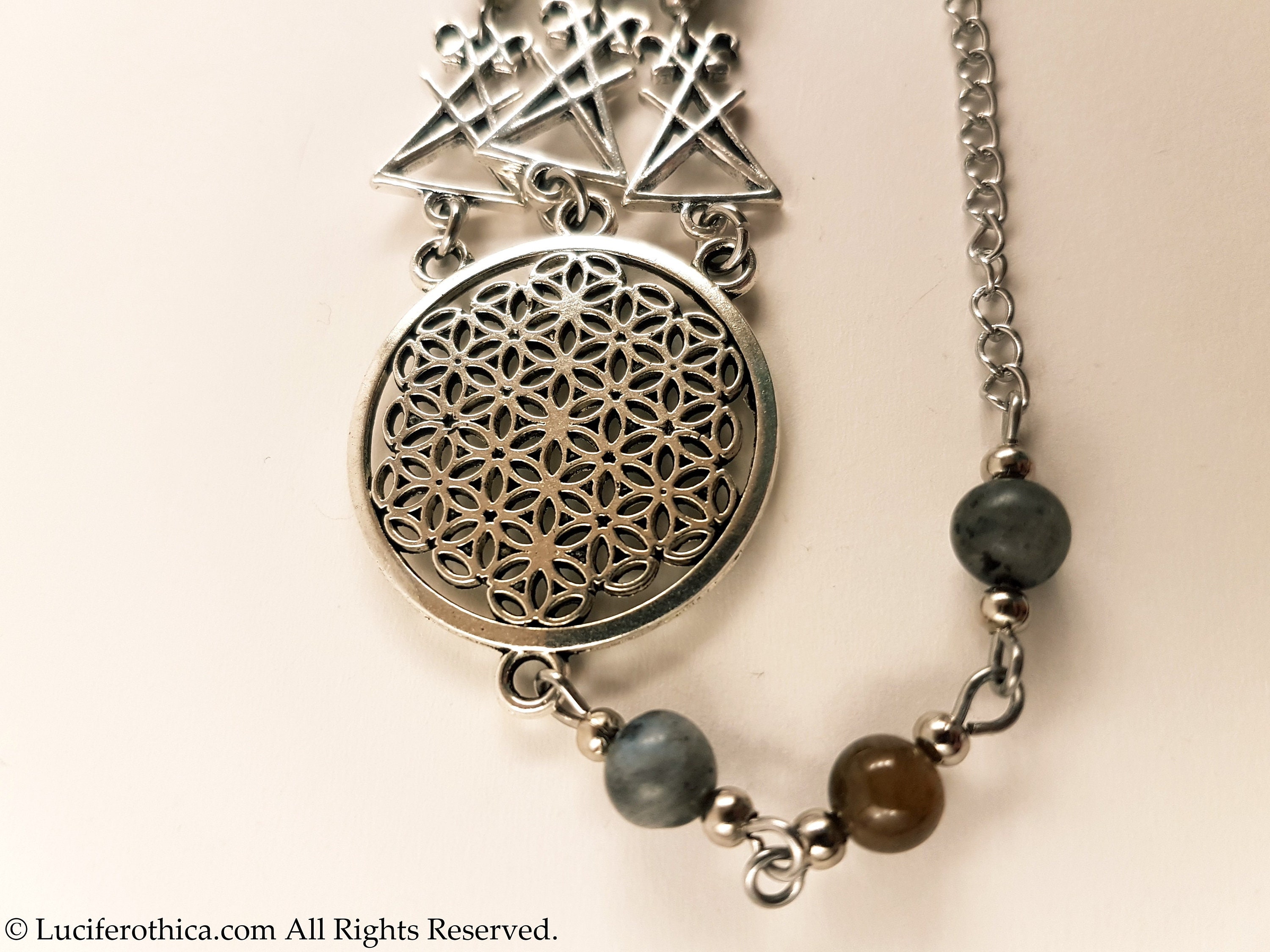 Amethyst Sigil of Lucifer Flower of Life Bracelet