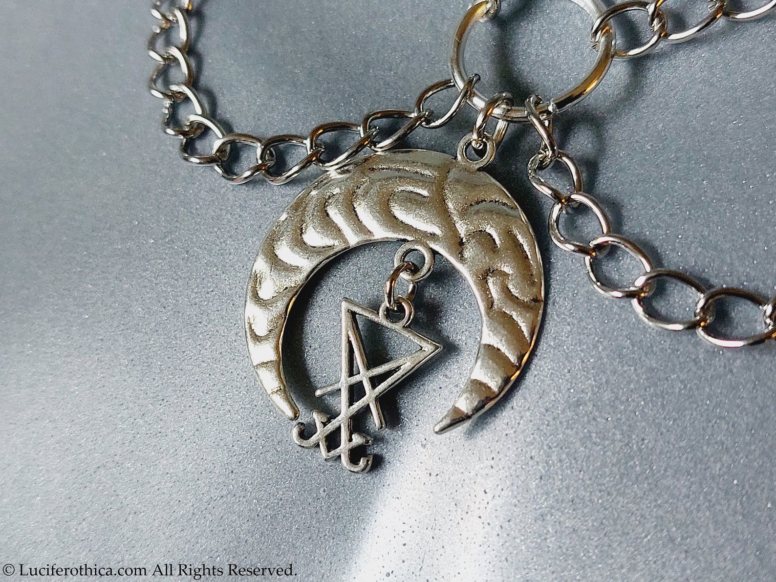 Triple Sigil of Lucifer Crescent Chain Choker - Goth Gothic Luciferian ...