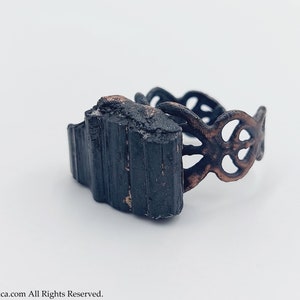 Raw Black Tourmaline Ring (electroformed Copper) Electroforming Raw Amethyst Gemstone Witch Gift ...
