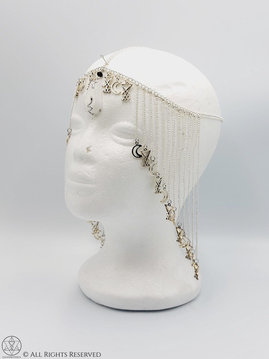 Luciferian Crystal Chain Tiara - Sigil Lucifer Morningstar Venus ...