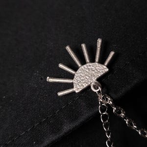 Rising Sun Collar Pin - Sunrise Sunray Horizon Double Chain Pin Gothic ...