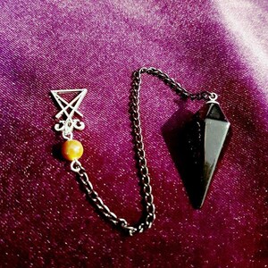 Luciferian Pendulum - Occult Sigil of Lucifer Black Agate Scrying ...