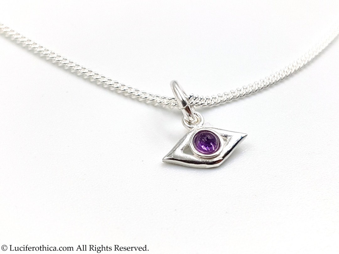 Mini Sterling Silver Eye Pendant 925 amethyst / Rainbow Moonstone ...