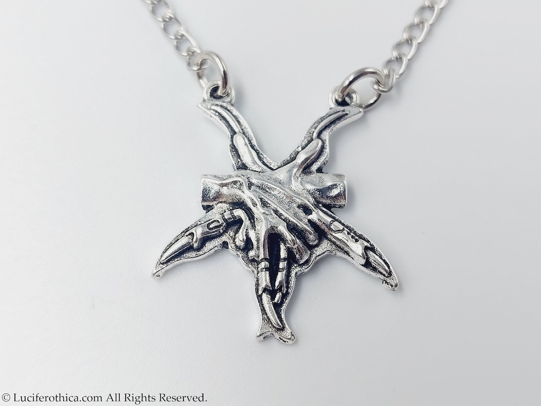 Devil's Handshake Inverted Pentagram Pendant - Occult Gothic Satanic ...