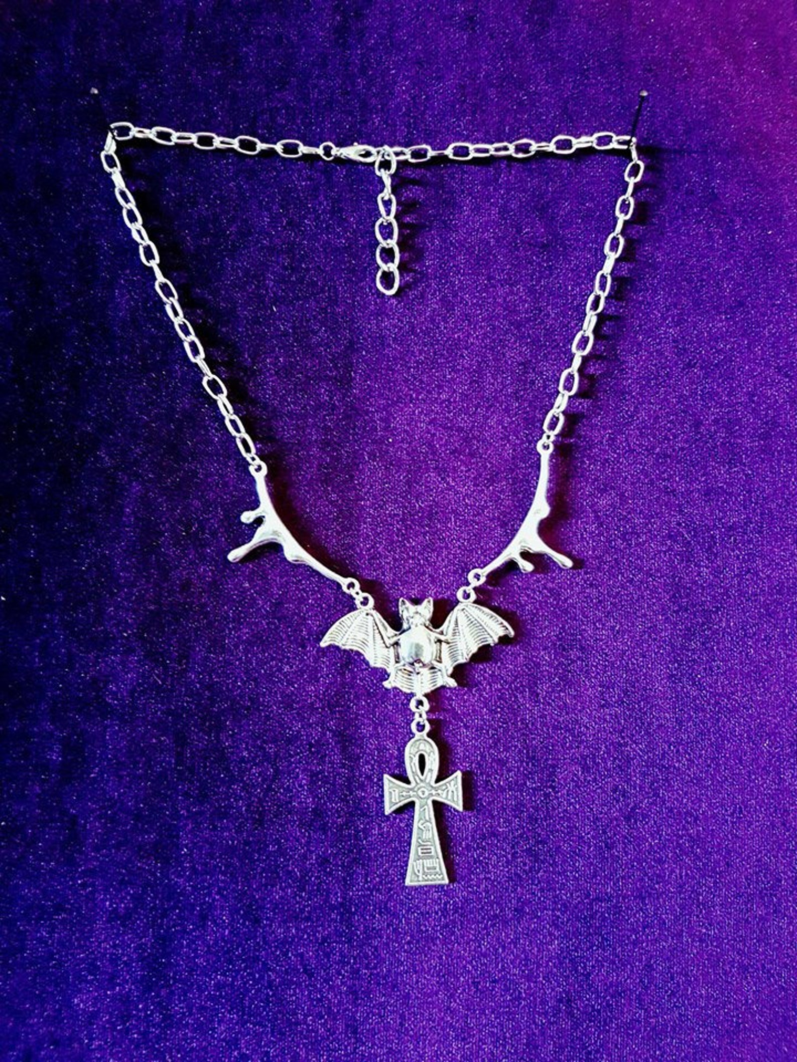 Vampire Bat Necklace Bloody Goth Gothic Ankh Egyptian Ankh | Etsy