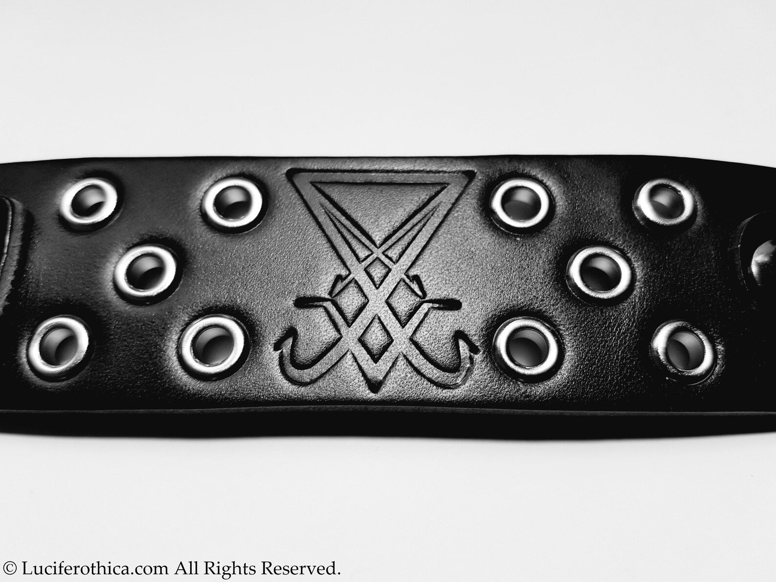 Black Leather Sigil of Lucifer Bracelet 2 Styles Occult - Etsy
