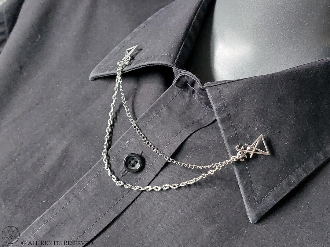 Luciferian Collar Chain Pin - Sigil of Lucifer Double Chain Lapel Pin ...