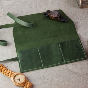 Leather Watch Roll Travel Case,leather Watch Roll Handmade,monogram ...