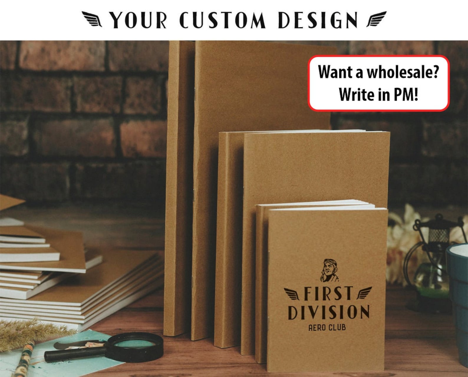 Your Custom Design Kraft Notebooks Travelers Notebook Insert | Etsy