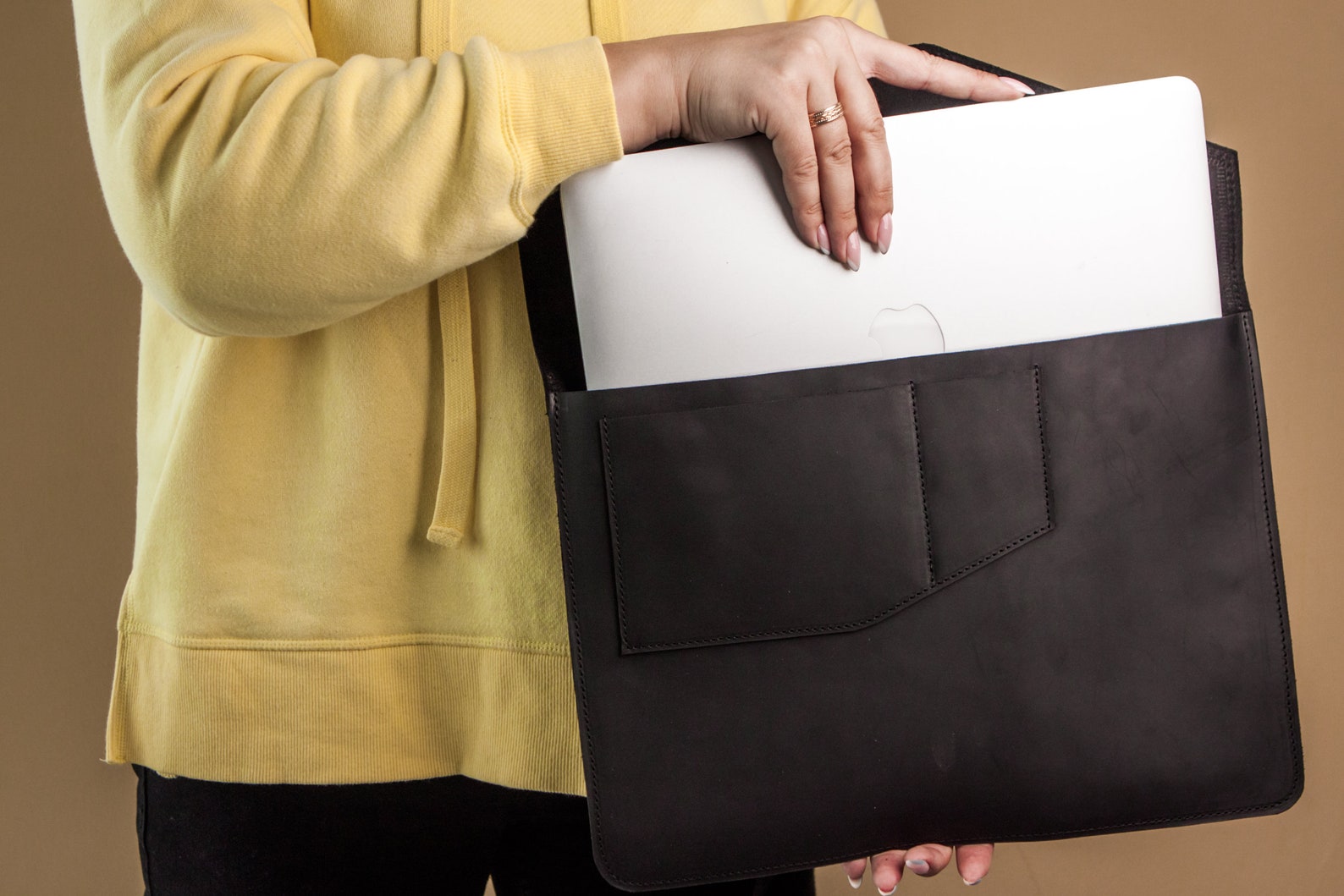 MacBook Pro 16 Sleeve Leather, Black Leather Laptop Case , MacBook Air ...