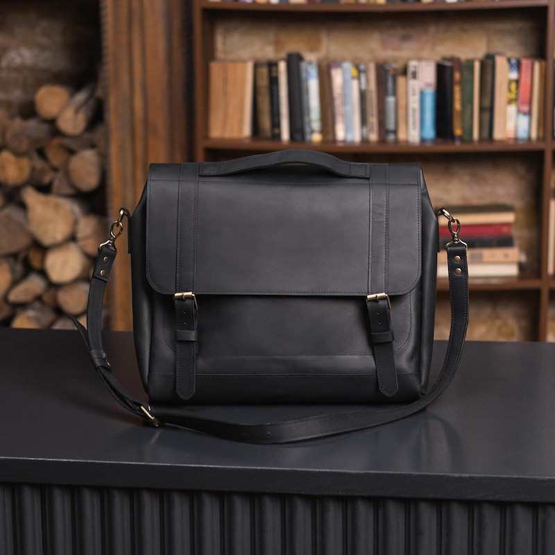 Leather Book Bag - Etsy