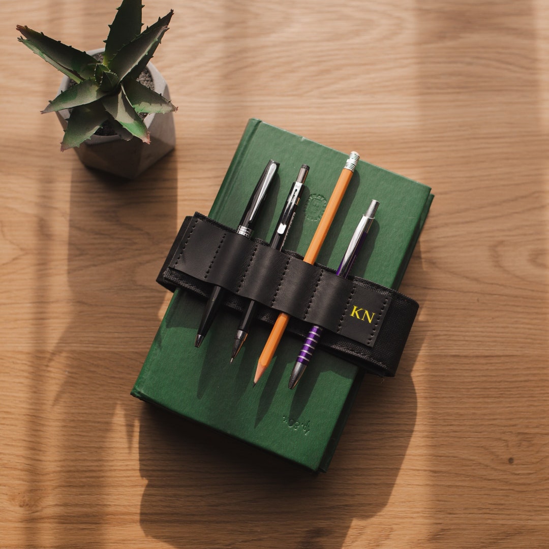 Custom Notebook Pen Holder, Leather Book Bandolier, Journal Pen Holder ...