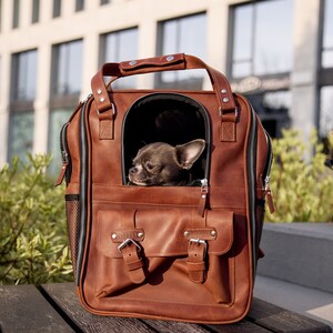 Personalized Dog Backpack, Leather Dog Backpack, Pet Carrier Backpack ...