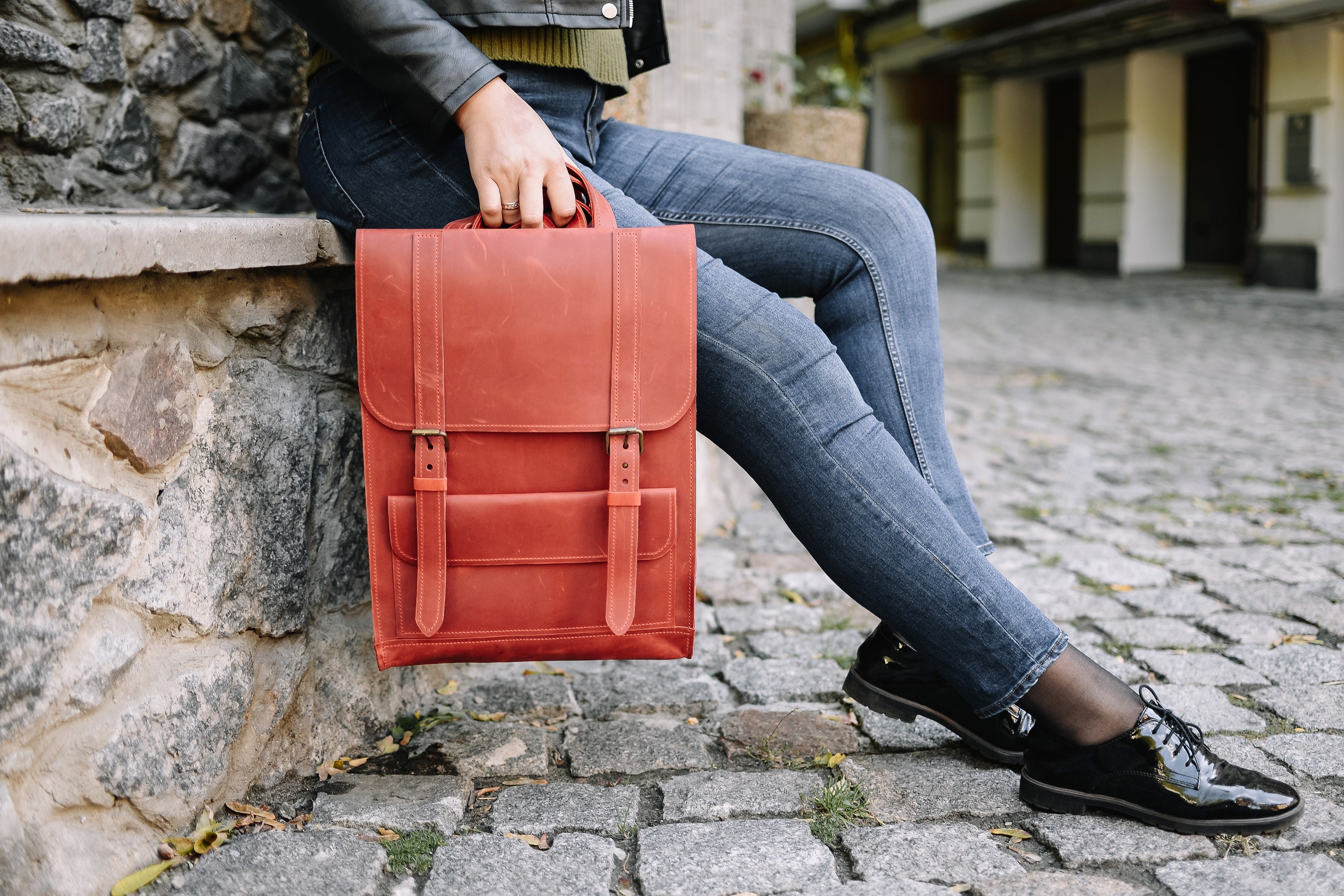 Backpack SchoolLeather BackpackLaptop BackpackBlack | Etsy