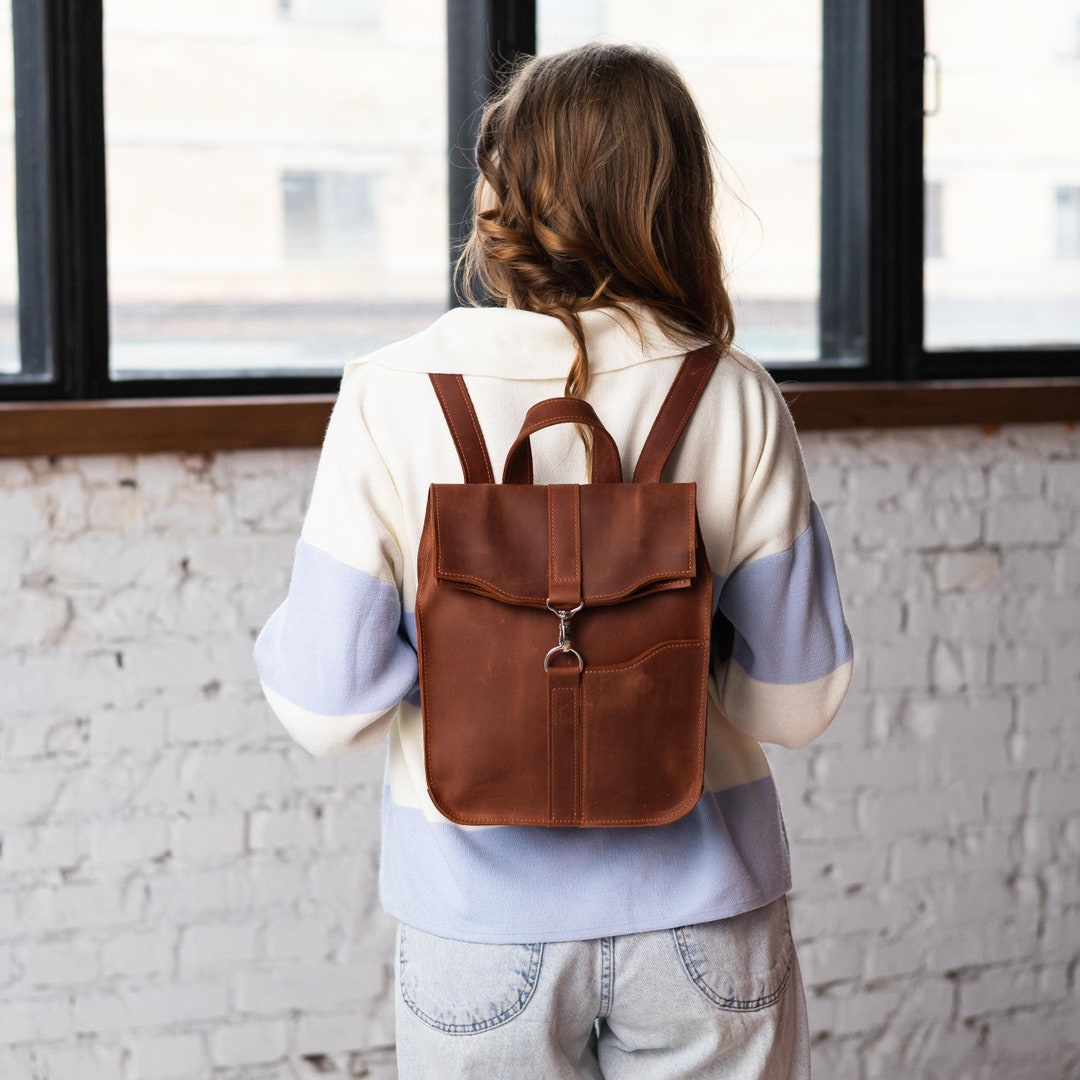 Small Backpack Women, Satchel Backpack, Brown Leather Backpack Purse ...