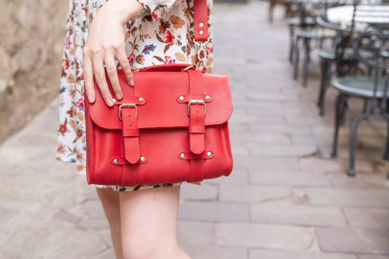 Small Leather Shoulder Bag Red Leather Bag Small Crossbody | Etsy