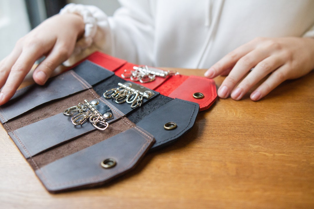 Key Case, Key Wallet, Leather Key Pouch, Key Wallet for 6 Keys, Key ...