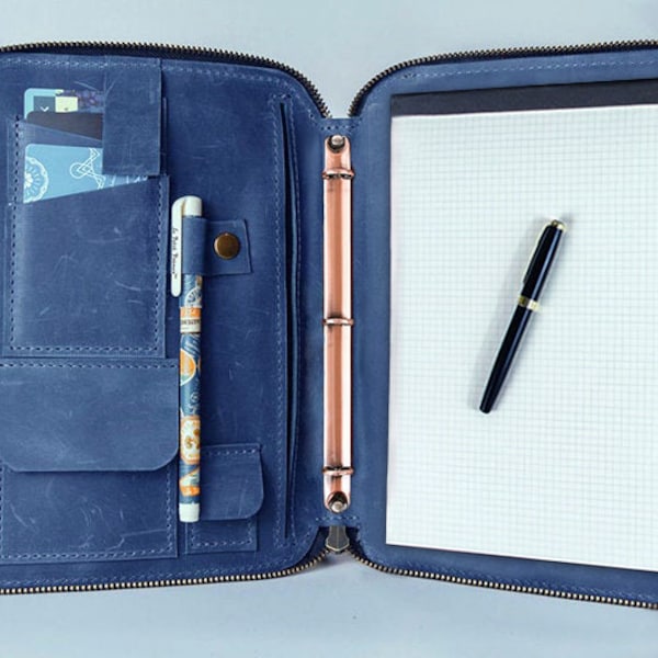 Zipper Leather Portfolio - Etsy
