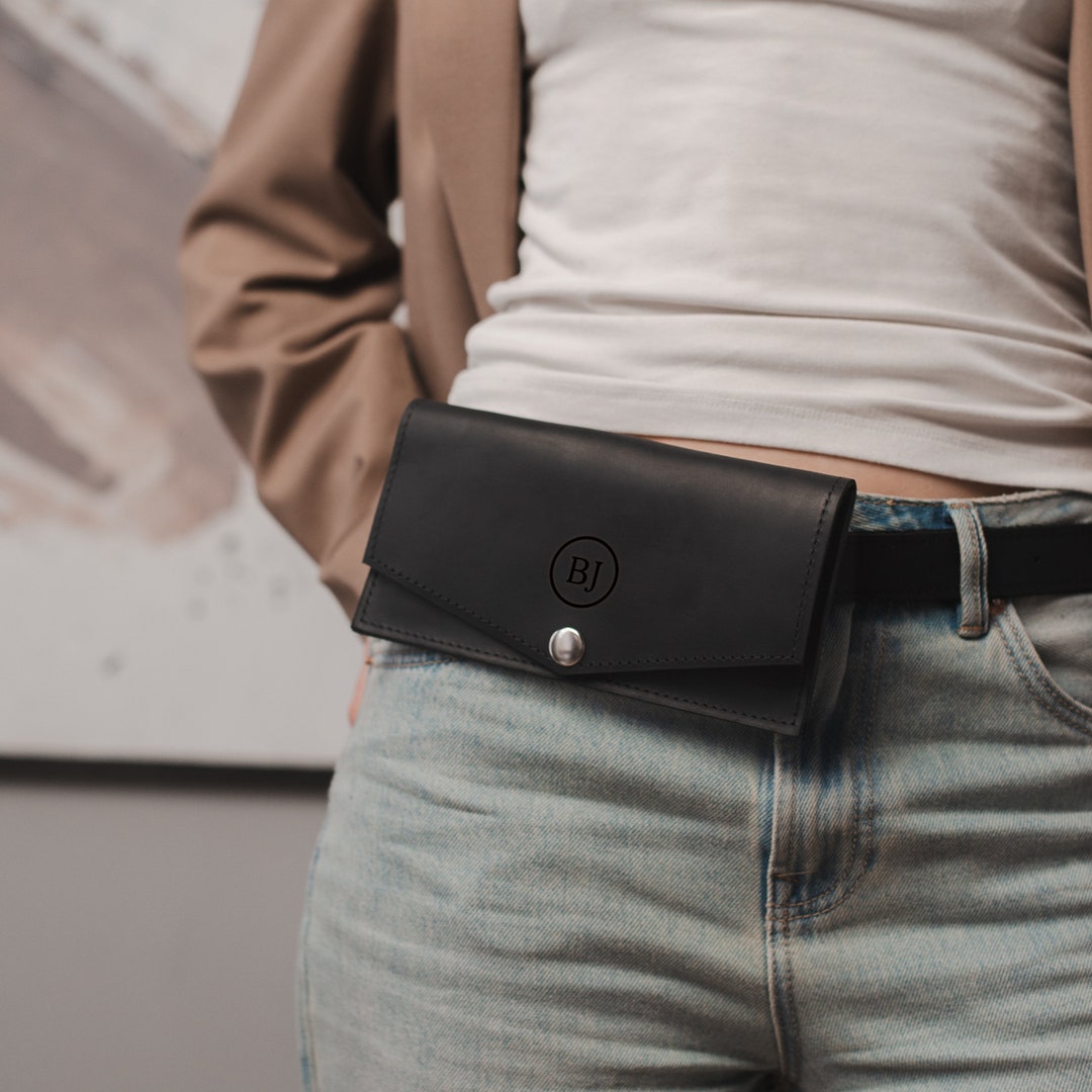 Engraved Leather Belt Bag, Small Belt Bag, Custom Waist Bag, Womens ...