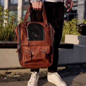 Personalized Dog Backpack, Leather Dog Backpack, Pet Carrier Backpack ...